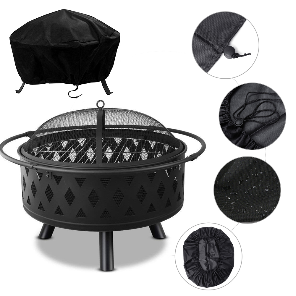 Round Fire Pit Cover Waterproof And Weather Resist... – Grandado