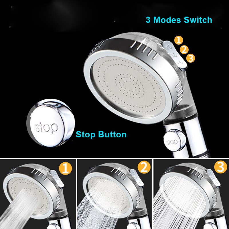 High Pressure Shower Head 3 Modes Adjustable SPA R... – Grandado