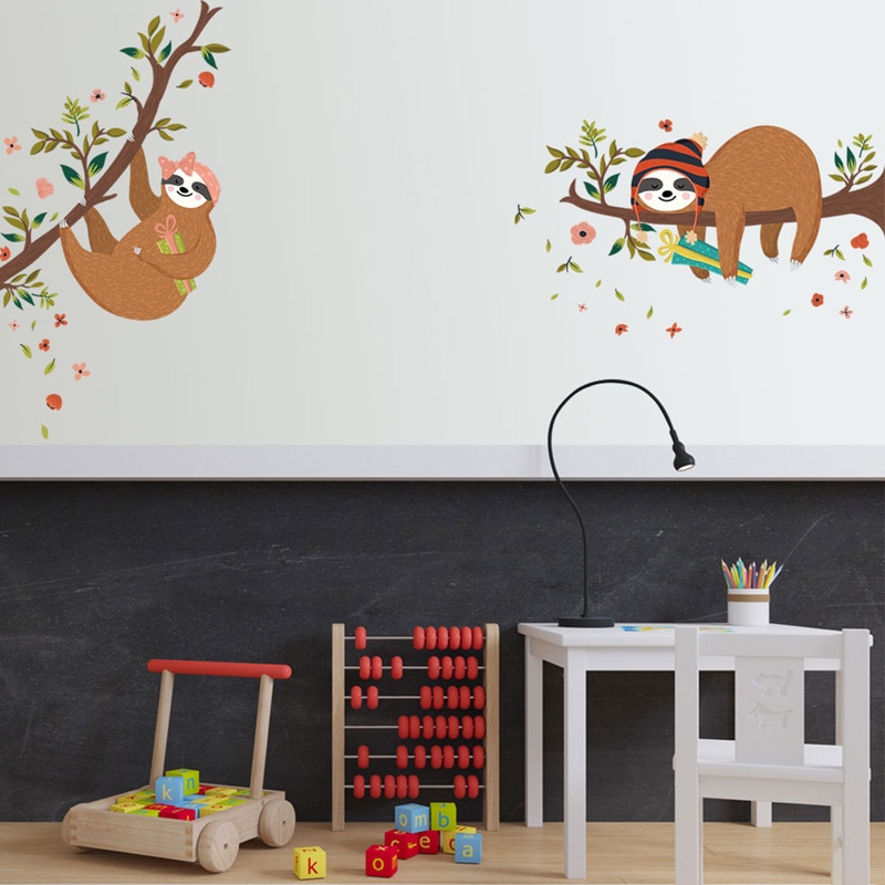 Two sloths on the tree Wall Sticker baby kids room... – Grandado