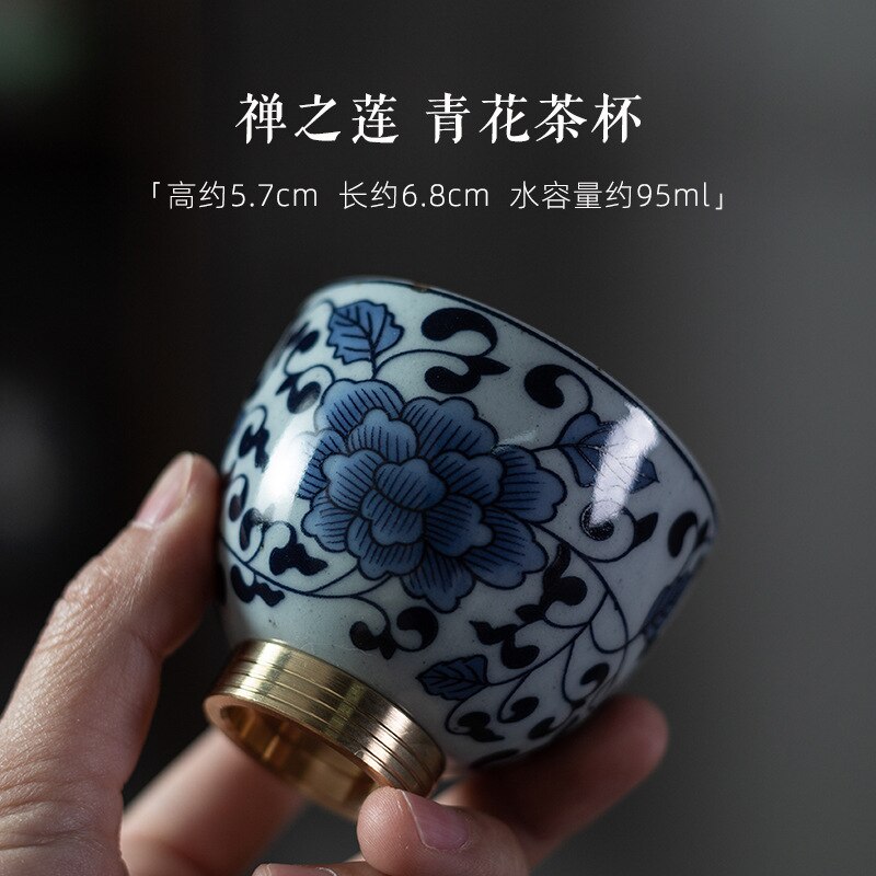 Blue and white porcelain master cup ceramic tea cu... – Grandado