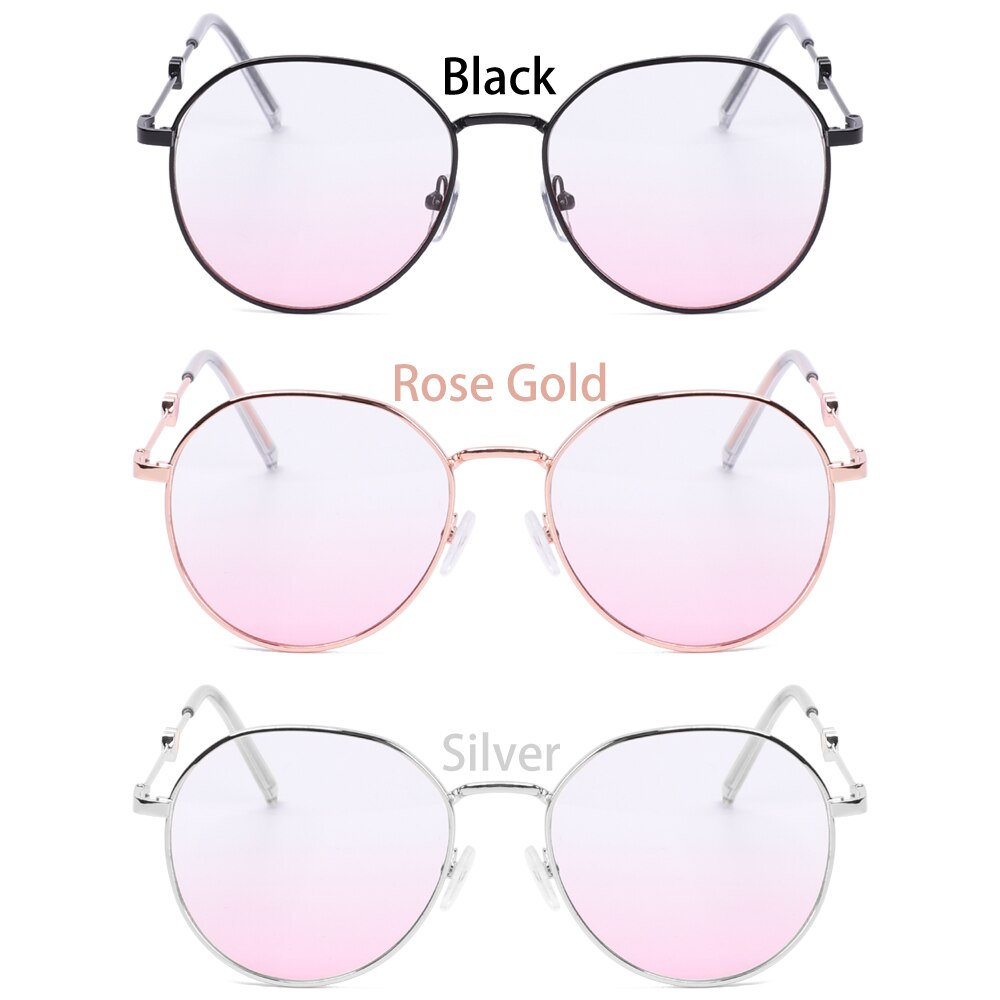 Pink Blush Gradient Myopia Glasses Women Round Met... – Grandado
