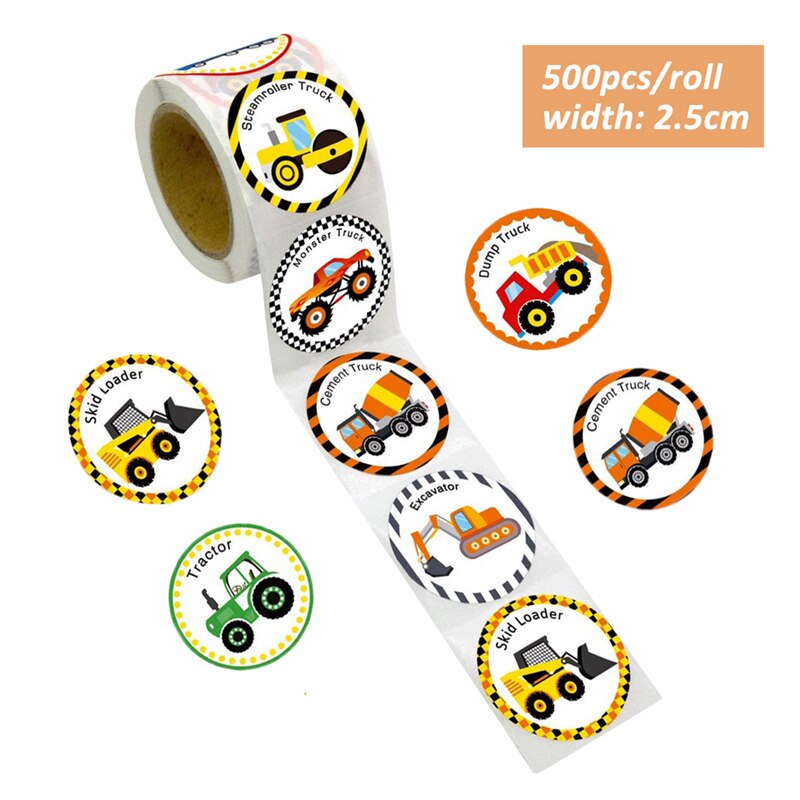 500Pcs/Roll Sticker Bouw Graafmachine Heftruck Mix... – Vicedeal