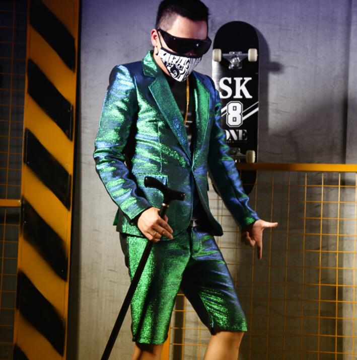 Green silk shining blazer men suits designs jacket... – Grandado
