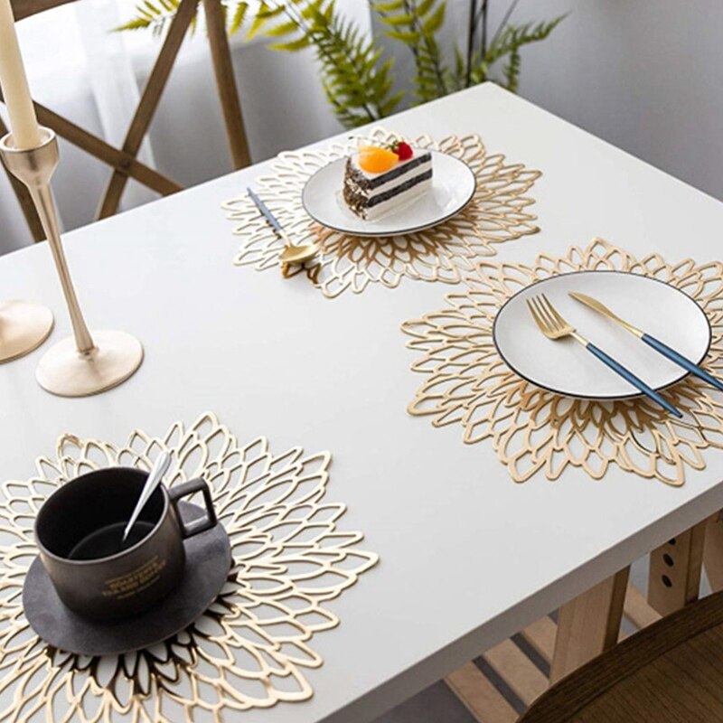 6PCS PVC Placemat for Dining Table Lace Round Embr... – Grandado