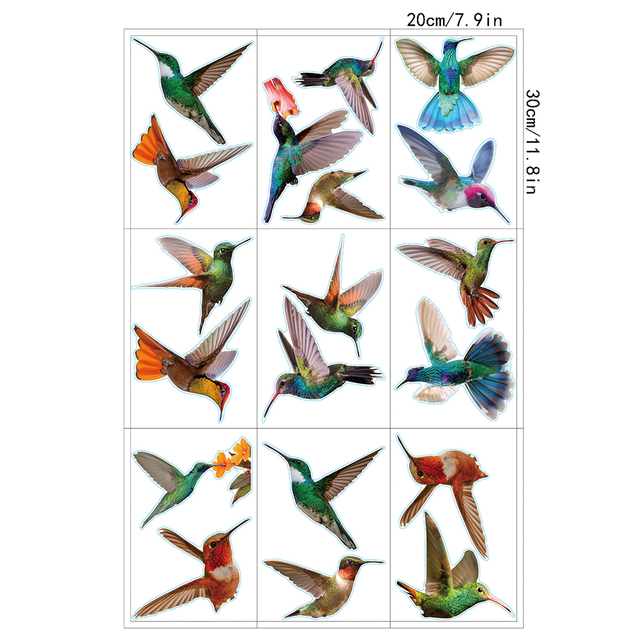 9Pcs Hummingbird Window Stickers Non-Adhesive Wind... – Grandado
