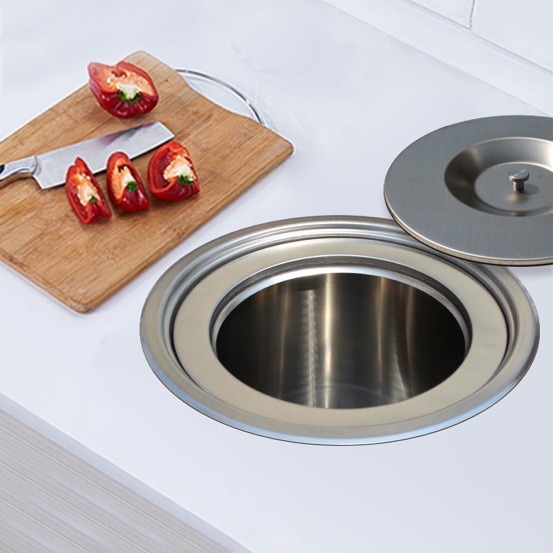 8L Tainless Steel Trash Can Flush Recessed Built-i... – Vicedeal