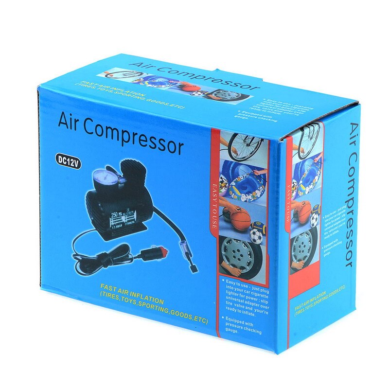 Black Mini 12V 300PSI Car Air Pump Tyre Compressor... – Vicedeal