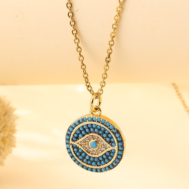 Vintage Stainless Steel Color CZ Demon Eye Pendant... – Grandado