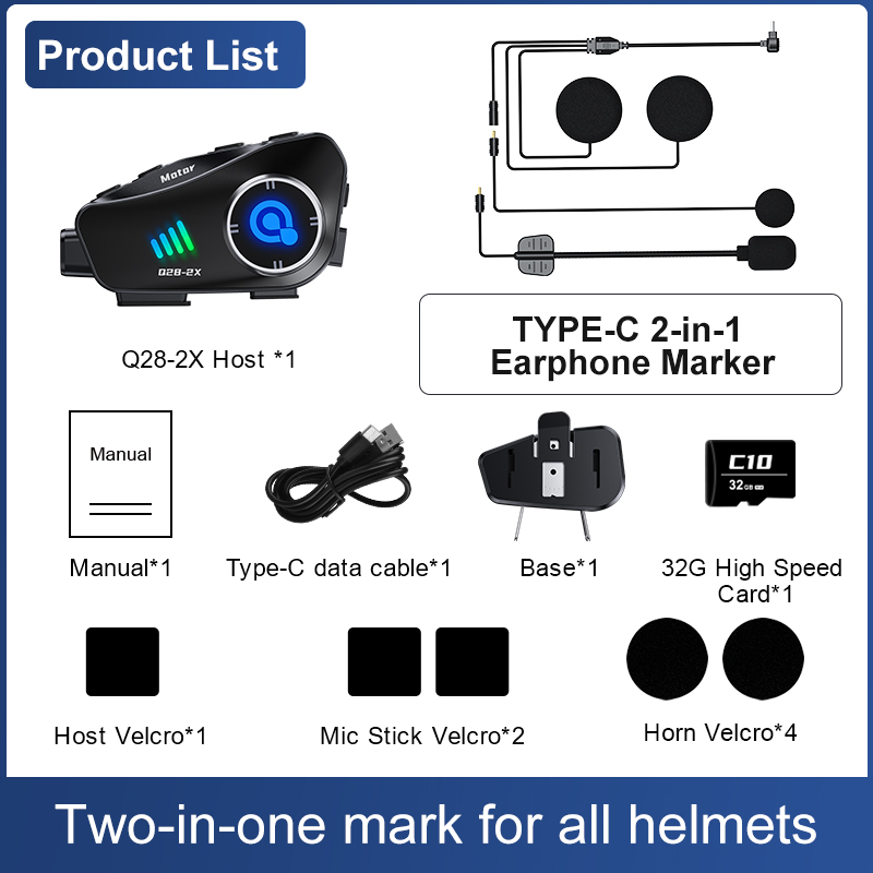 Q28-2X Motorradhelm Bluetooth Gegensprechanlage Wa... – Grandado