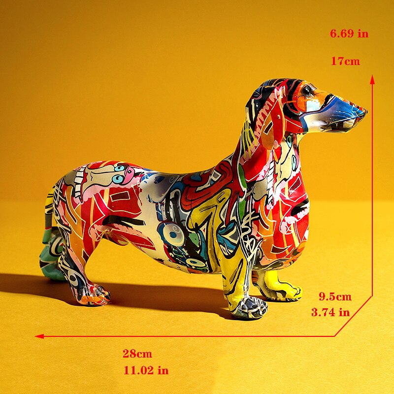 Resin painted dachshund dog statue, European home ... – Grandado