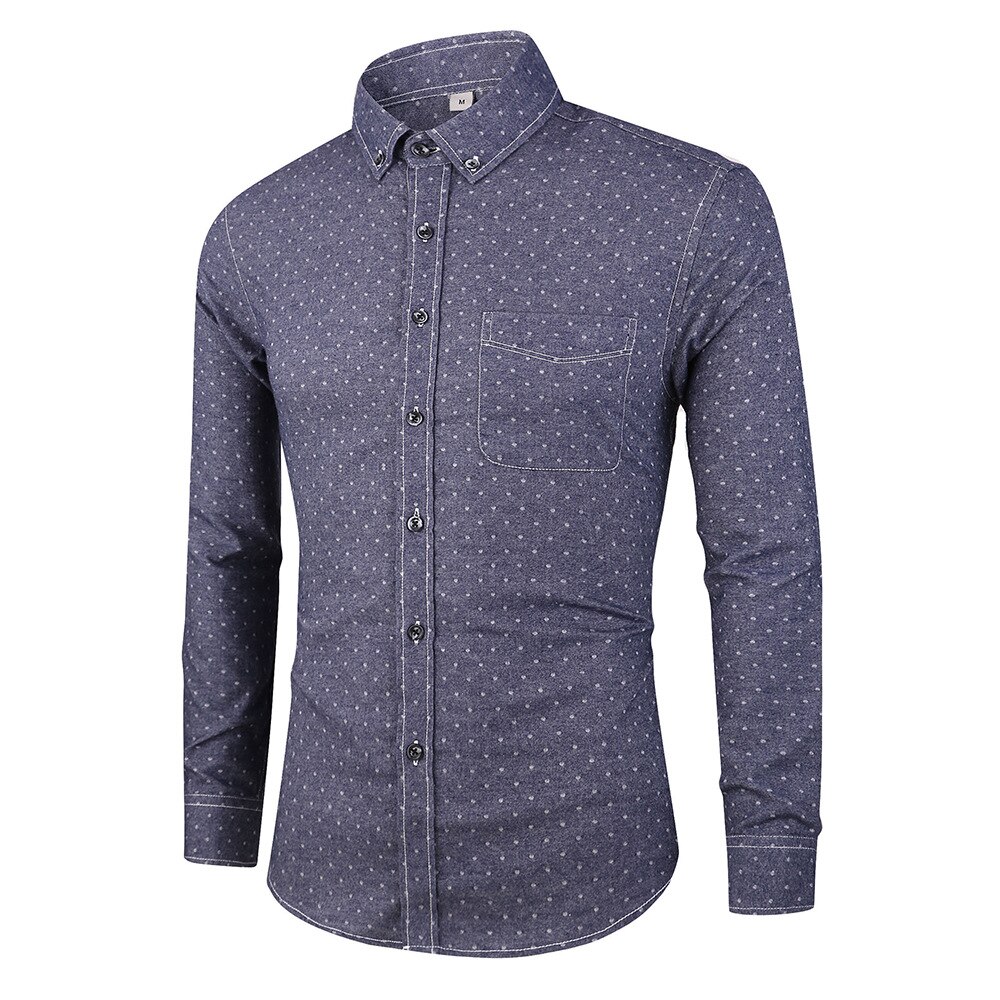 Mode mannen Shirt Gewassen Polka Dot Print Koreaan... – Vicedeal