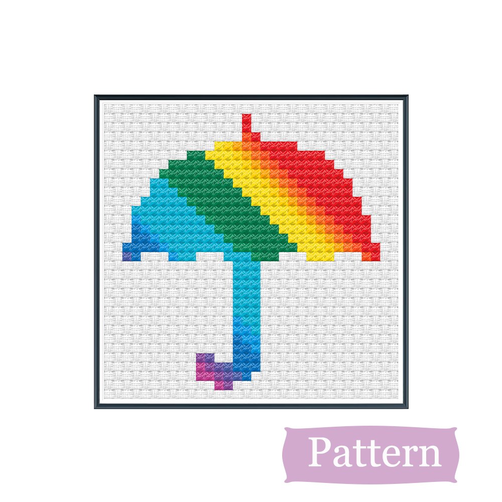 Lovely Rainbow Umbrella Cross Stitch Pattern Chart... – Vicedeal