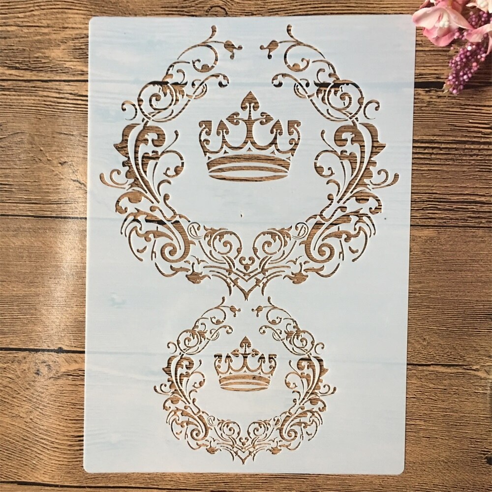 A4 29cm Vintage Crown Garland DIY Layering Stencil... – Vicedeal
