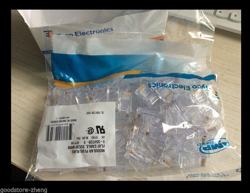 100 stks/partij AMP Crystal CAT5e RJ45 Connector N... – Vicedeal