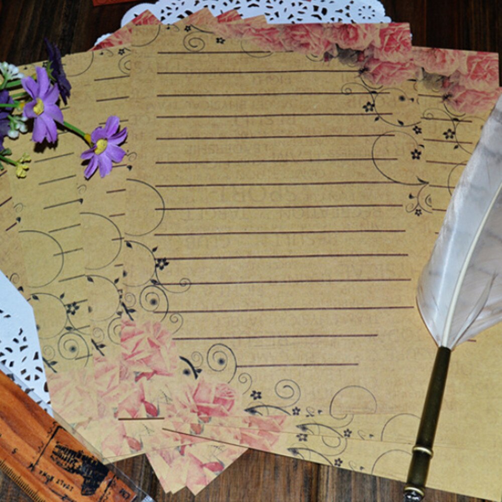 8 Sheet/lot Vintage Letter Paper Cardstock Station... – Vicedeal