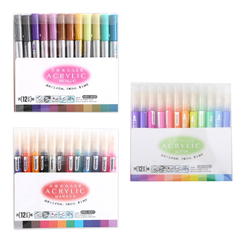 12 farben Acryl Farbe Marker Stift für Keramik Roc... – Vicedeal