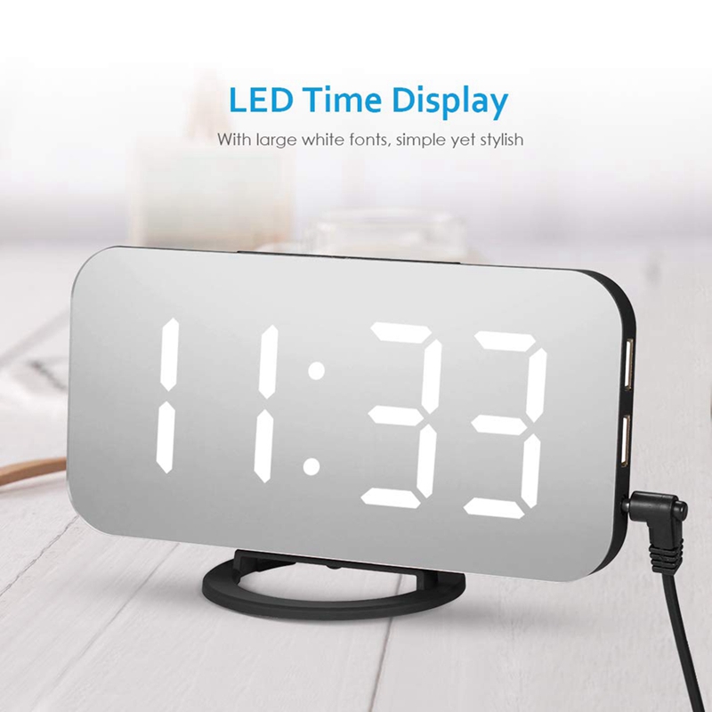 LED Digital Alarm Clock with Large White Font Disp... – Vicedeal