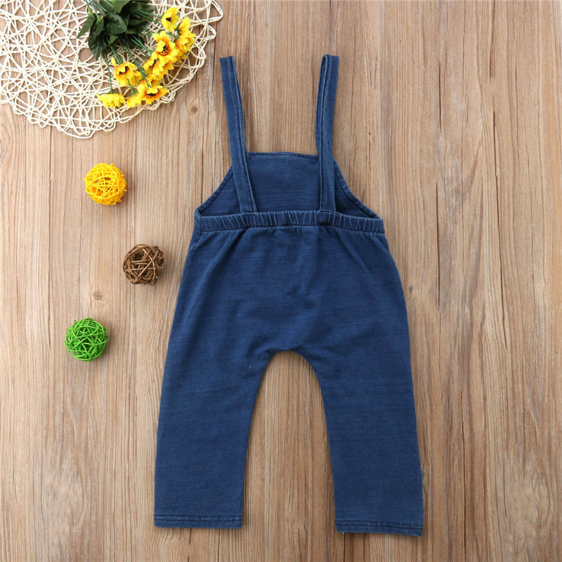 Toddler Kid Baby Girl Solid Blue Denim Overalls St... – Vicedeal