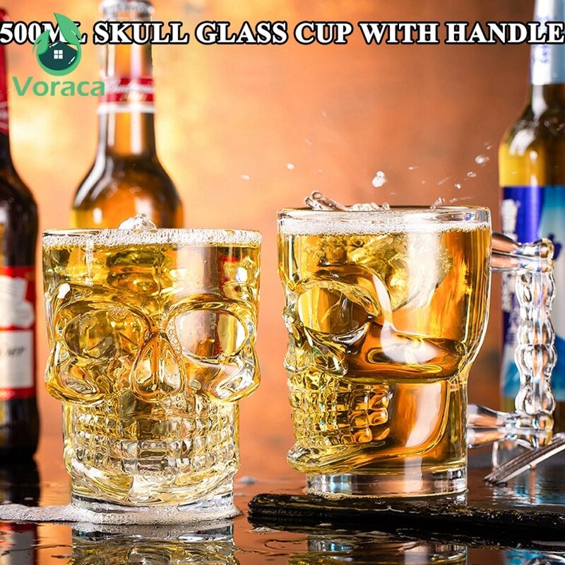 Skull Beer Cup with Handle Wine Glass Cup Mug Goth... – Vicedeal