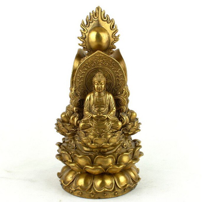 Open Light pure copper three face Buddha statue th... – Grandado