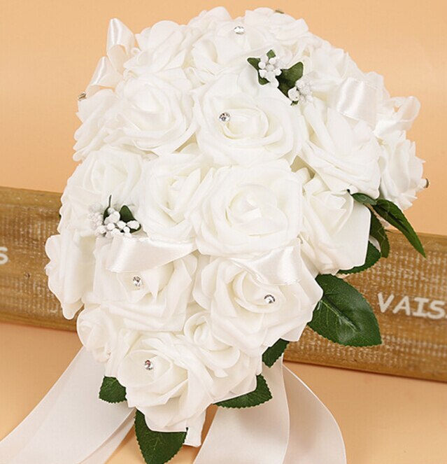 PE Foam Flower Artificial Bridal Bouquets Crystal ... – Vicedeal