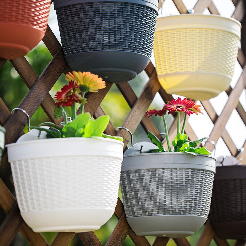 1Pc Wall-mounted Flower Pot Imitation Rattan Weavi... – Grandado