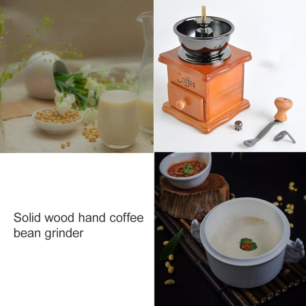 Solid wood hand-cranked coffee bean grinder small ... – Vicedeal