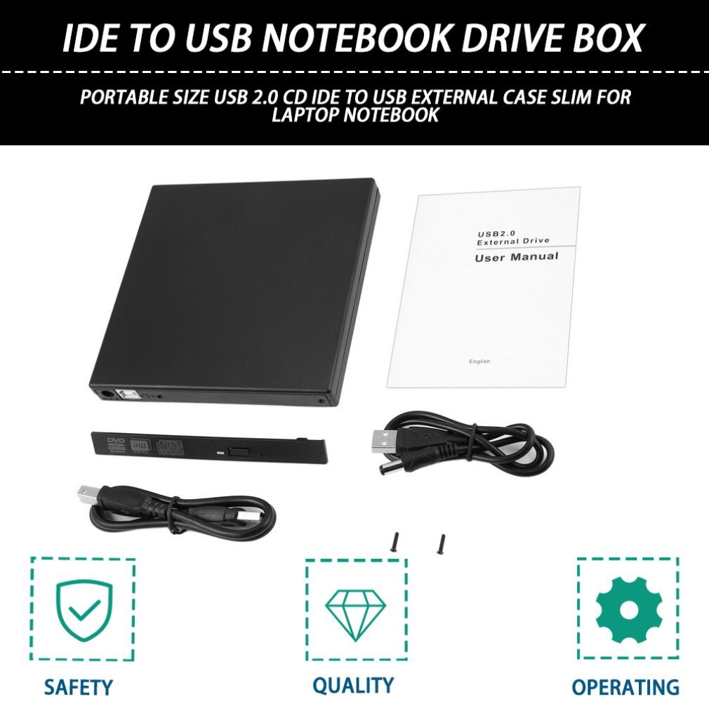 Portable USB 2.0 DVD CD DVD-Rom IDE External Case ... – Grandado