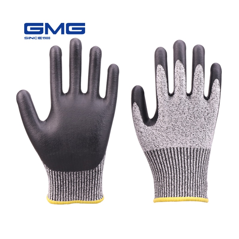Gloves Work GMG Grey Anti Cut HPPE Shell Black Nit... – Grandado