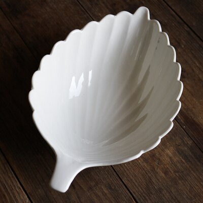 Pure White Ceramic Leaf Set Plate/Deep Plate Fruit... – Grandado