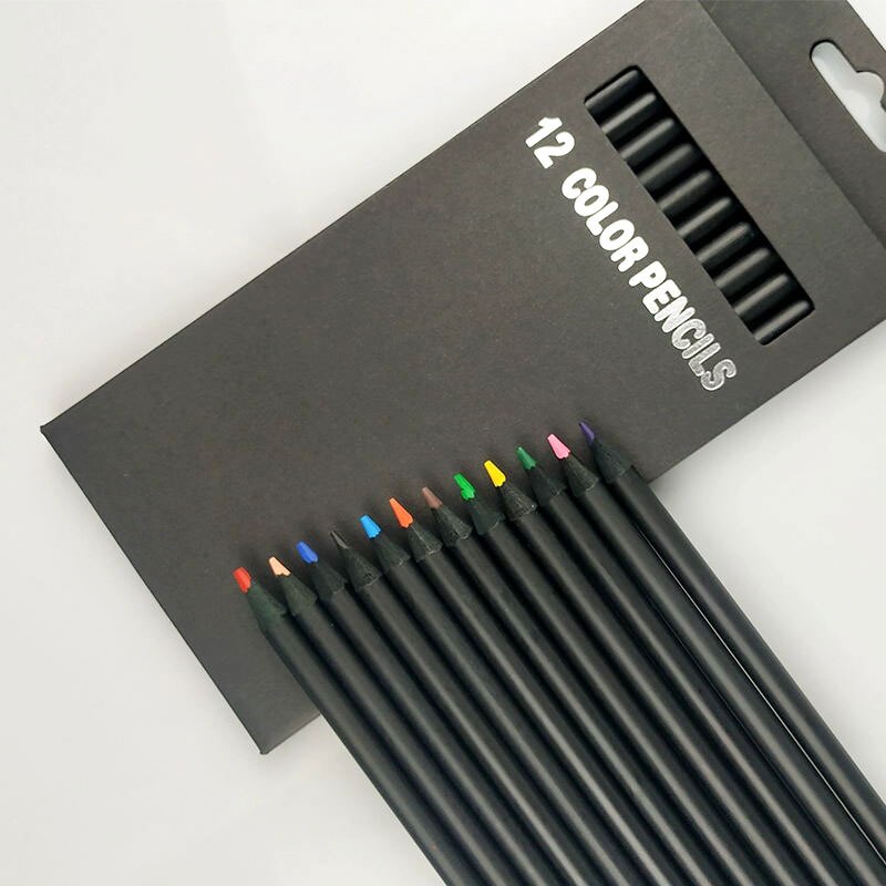 Black Wood Colored Pencils 12 Colors Students Blac... – Grandado