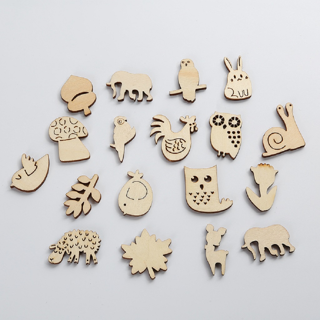 50Pcs Unfinished Wooden Cut Animal Shapes Craft Em... – Grandado