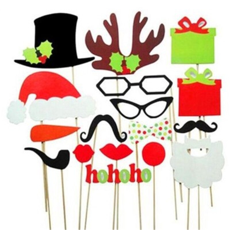 17PCS Christmas Photo Booth Props Funny Funny Mask... – Vicedeal