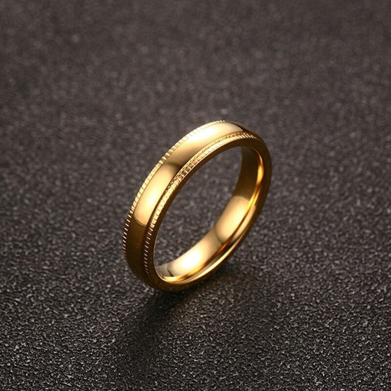 4mm Stainless Steel Embossed Ring Gold Color Round... – Grandado