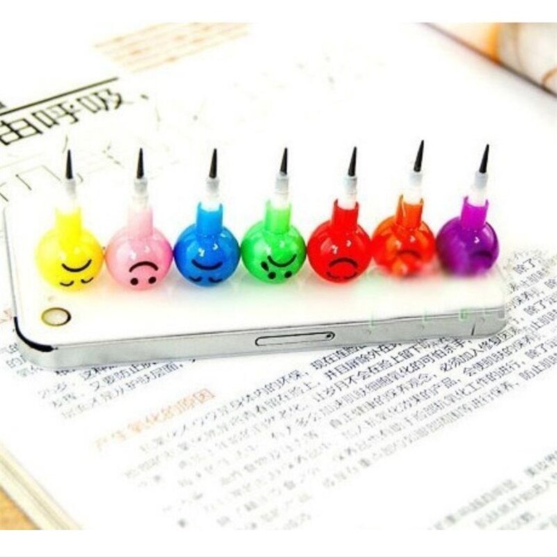 7 Colors Crayons Sugar-Coated Haws Cartoon Smiley ... – Vicedeal