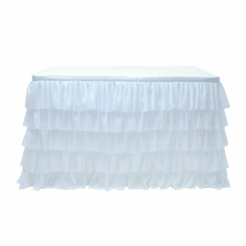 White Tulle Ruffled Table Skirt Decoration for Rec... – Vicedeal