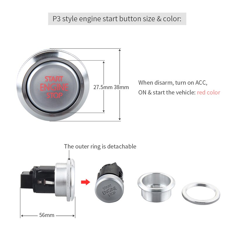 EASYGUARD Silver Start Stop Engine Button Remote E... – Vicedeal