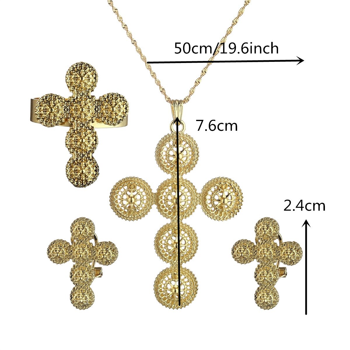 Gouden Kleur Afrikaanse Ethiopische Big Cross Hang... – Vicedeal