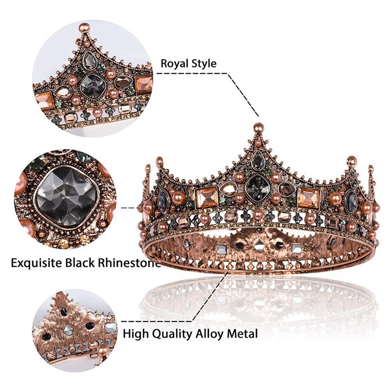 King Crowns for Men - Baroque Vintage Rhinestone C... – Grandado