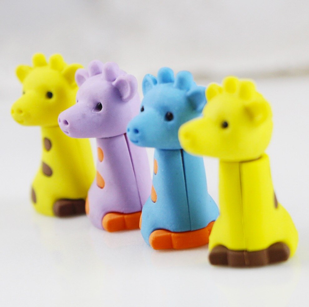 4Pcs rubber giraffe animal shape eraser school – Vicedeal