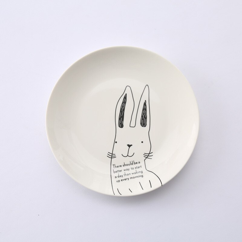 8 Inch Animal Round Ceramic Plate Dessert Steak Br... – Grandado