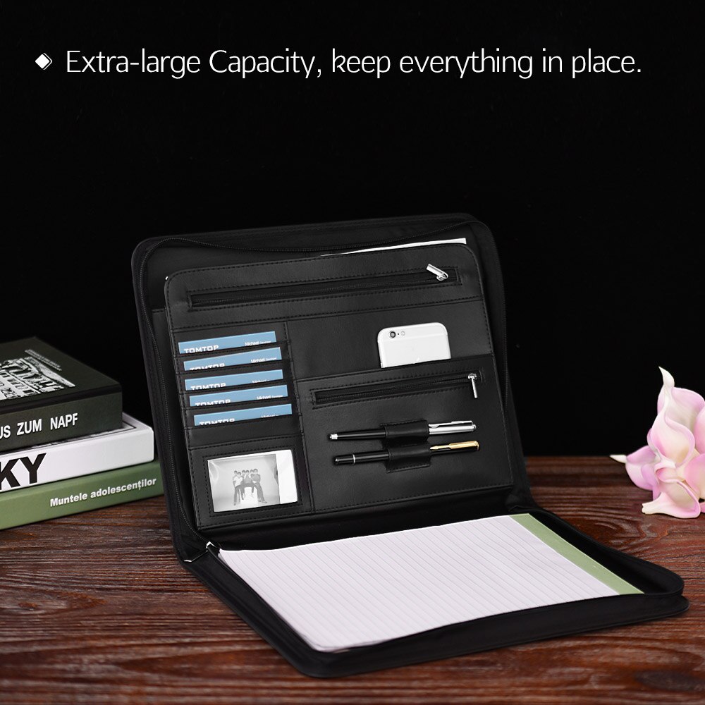 Zippered Multifunctional A4 Portfolio Padfolio Fil... – Grandado