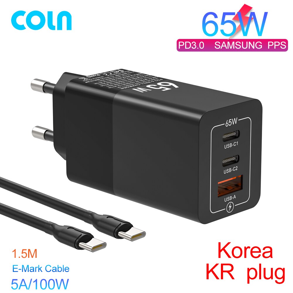 GaN 65W USB C Charger PD45W 20W PPS QC3.0 Korea KR... – Vicedeal