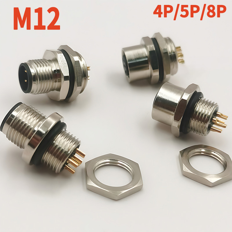 1pcs M12 4pin 5 8Pin Sensor Connector Panel Back M... – Grandado