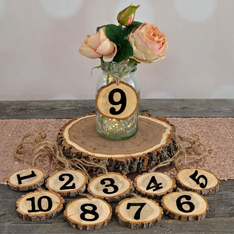 10pcs 1-10 Wooden Numbers Cards Slice Round Table ... – Grandado