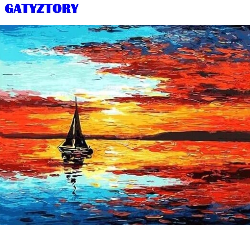 GATYZTORY Painting By Numbers Paint Landscape Ship... – Grandado