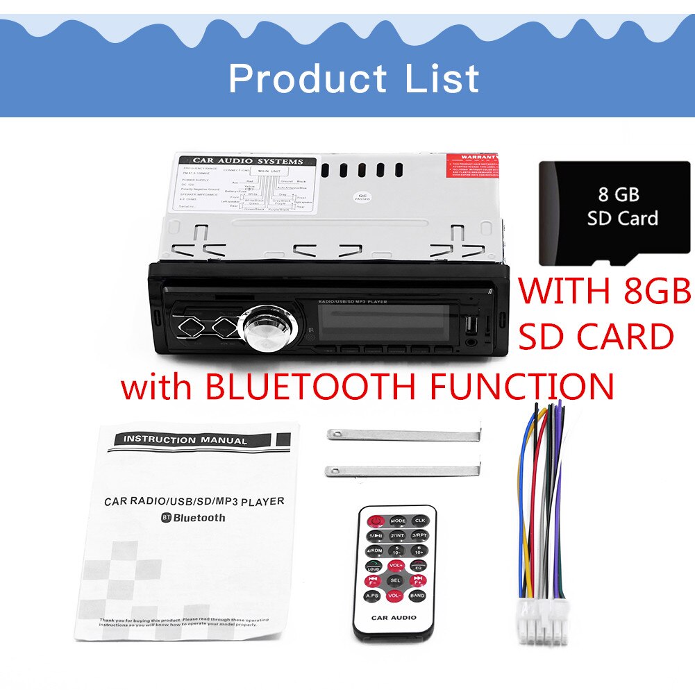 12V 1 Din In-Dash Universal Car Radio MP3 Player S... – Grandado