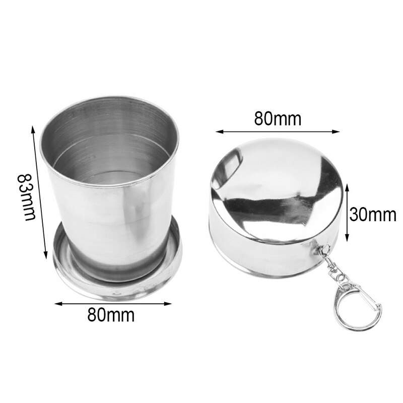 Stainless Steel Folding Cups With Keychain Portabl... – Vicedeal