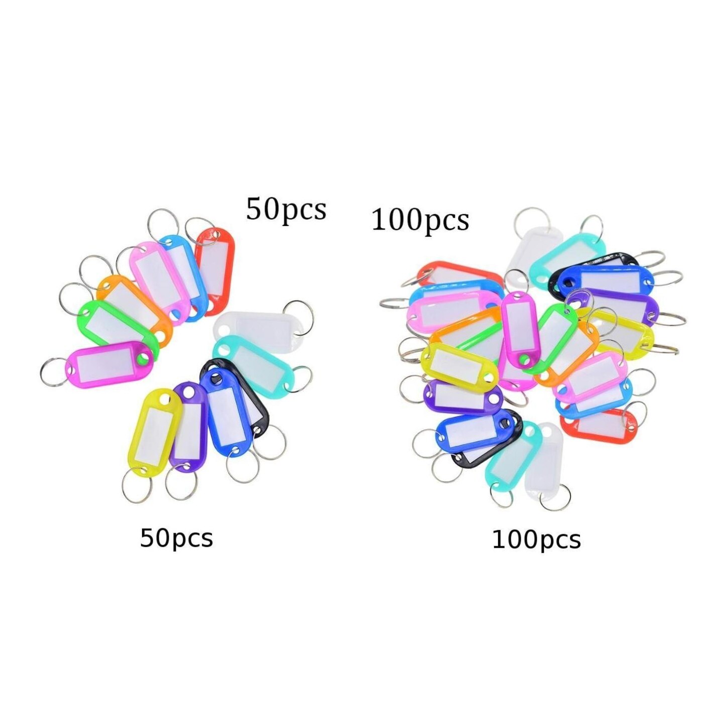 Pack Of 50/100 Assorted Key Fobs Plastic Colour Ta... – Grandado