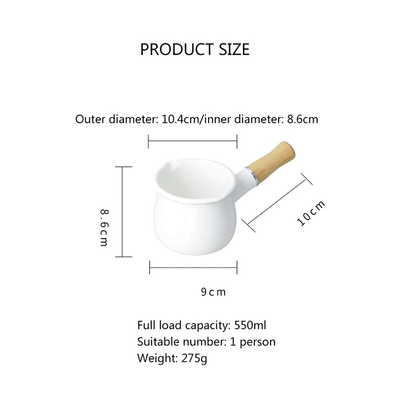 550ml Enamel Milk Pan Single Wooden Handle Saucepa... – Grandado